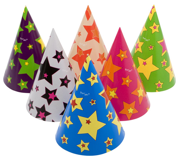 Lot de 6 Chapeaux de Fête Pointus Motif Etoiles | Noel.